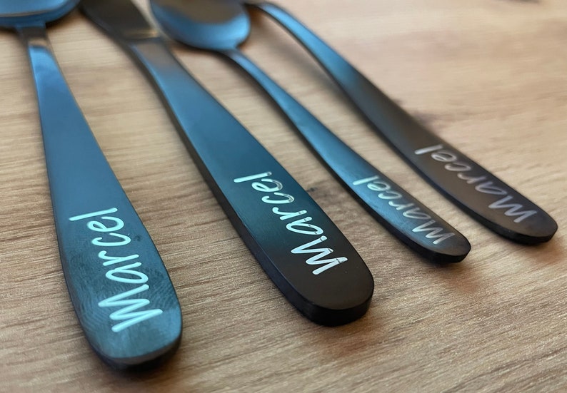 Cutlery Engraving, Cutlery Set Black Personalized, Spoon, Knife, Party ...