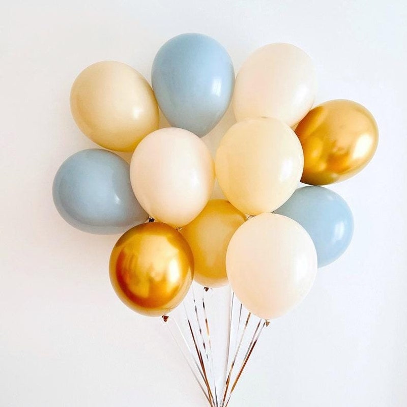Baby Blue and Gold Balloons - Etsy
