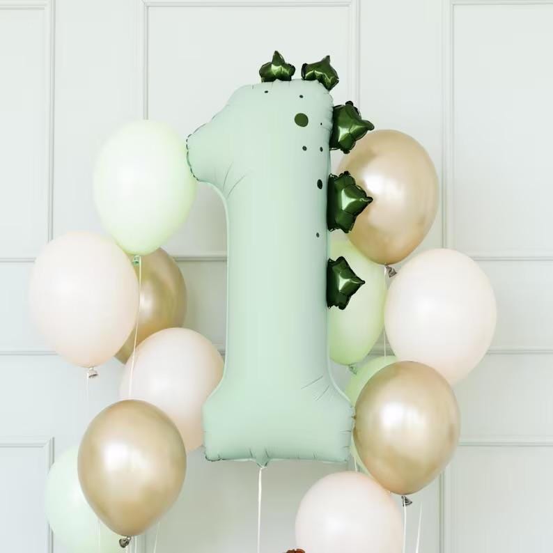 Dinosaur Number Balloon 92 Cm: Jurassic Birthday Decorations for Kids ...