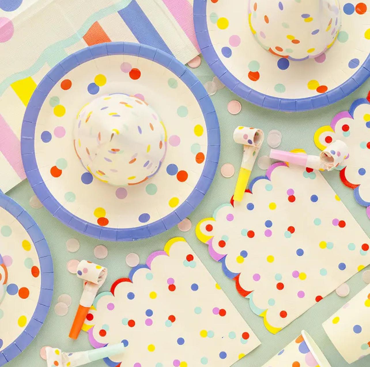 Pastel Confetti Paper Plates: Colorful Birthday Decorations, Pack of 6 ...