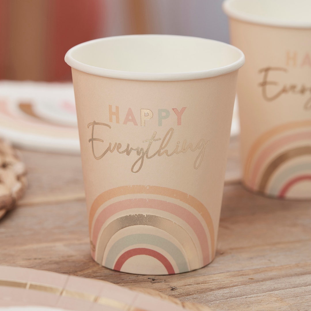 Boho Rainbow Party Cups, Boho Rainbow Birthday Decorations, Boho ...