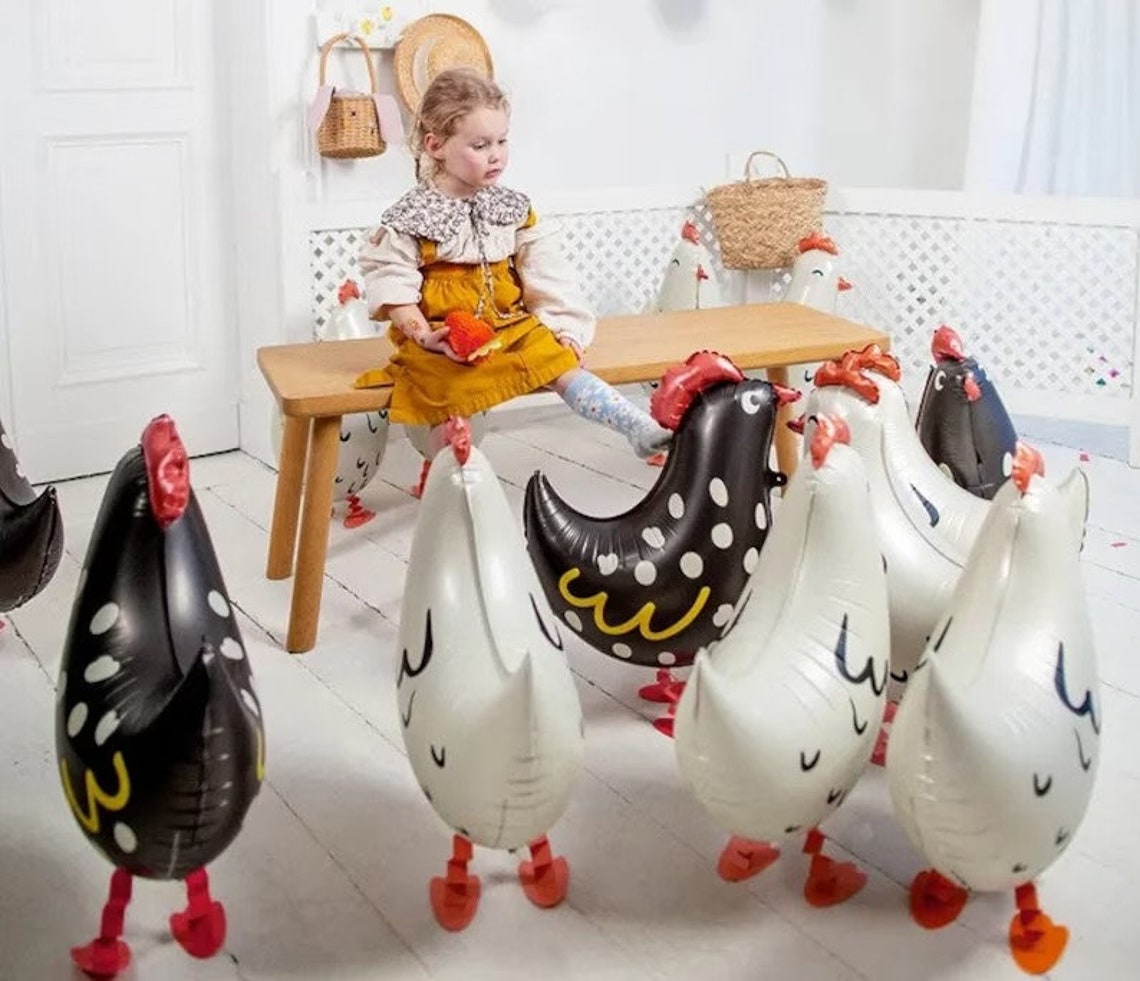 Hen Foil Balloon, Farm Birthday Decorations, Farm Party Decorations ...