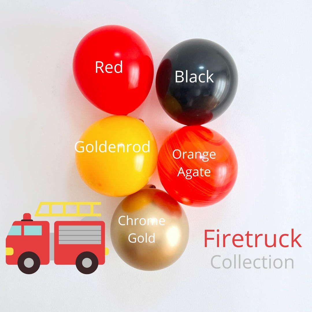 Firetruck Balloons, Firetruck Balloon Garland, Firetruck Birthday Decor ...