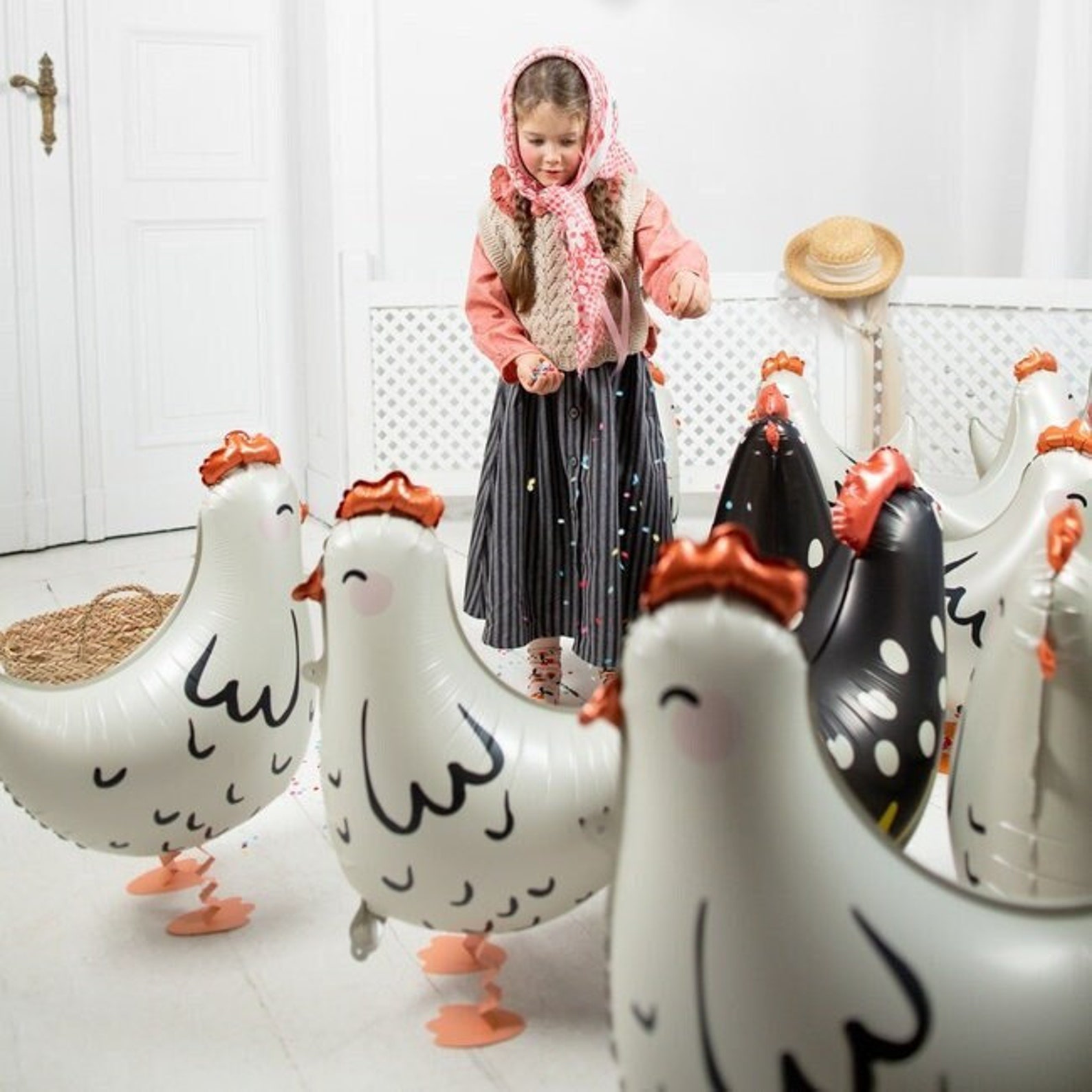 Hen Foil Balloon, Farm Birthday Decorations, Farm Party Decorations ...
