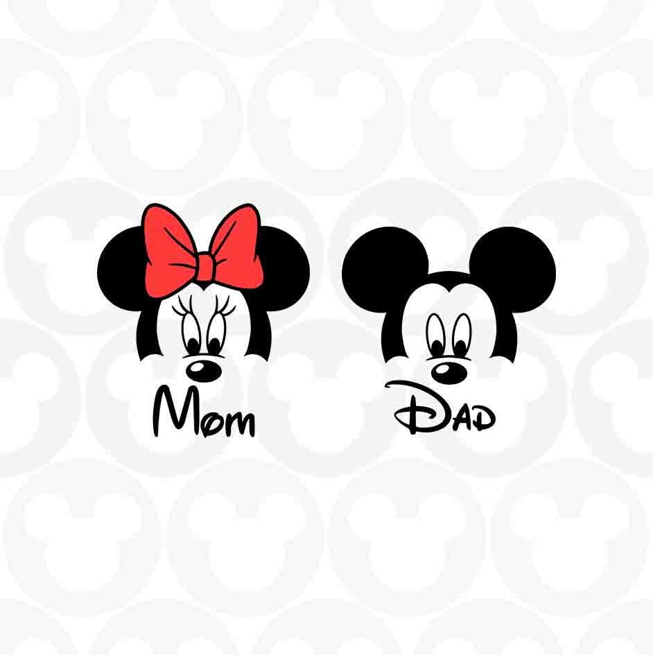 Mom, Dad, Family, Mickey Minnie Mouse, Mommy, Daddy, Head Ears Bow, Svg ...