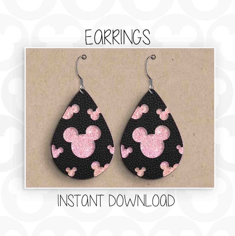 Teardrop Earrings Mickey Mouse Ears Head Svg Png Formats - Etsy