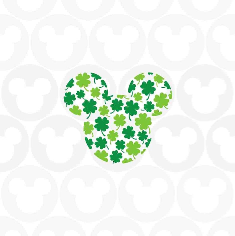 St Patrick's Day, Mickey Mouse, Clover, Ears Head, Clovers, Lucky, Svg ...