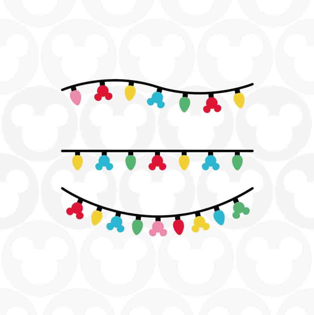 Christmas Lights, Mickey Mouse, Ears Head Light, Svg Png Formats ...