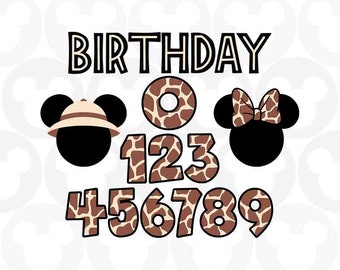 Mickey Mouse Safari Numbers Png - Etsy