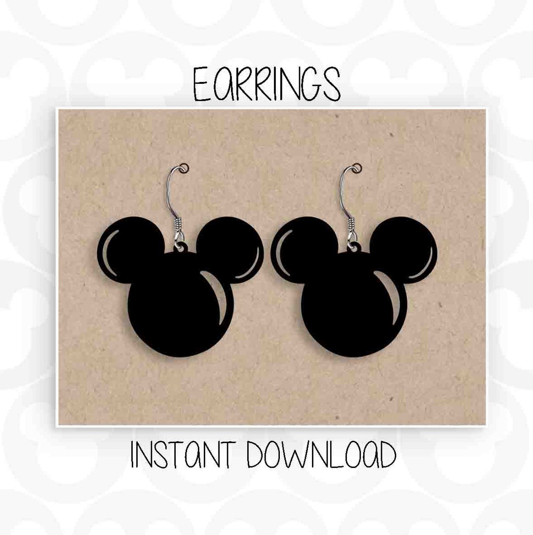 Earrings, Mickey Mouse, Ears Head, Svg Png Formats, Instant Download ...