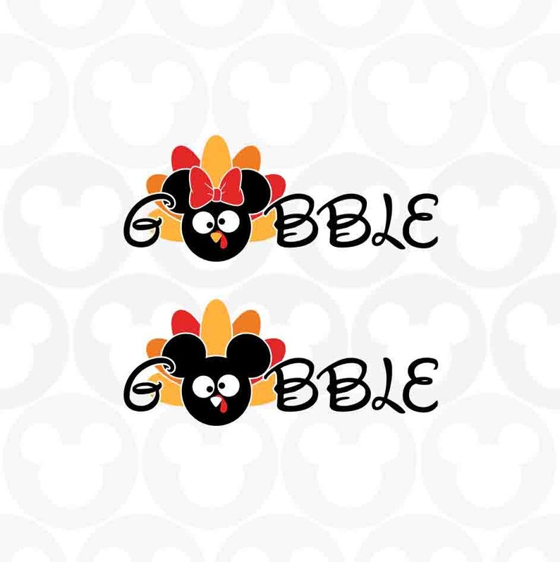 Thanksgiving, Mickey Minnie Mouse, Ears Head Bow, Gobble, Turkey, Svg ...