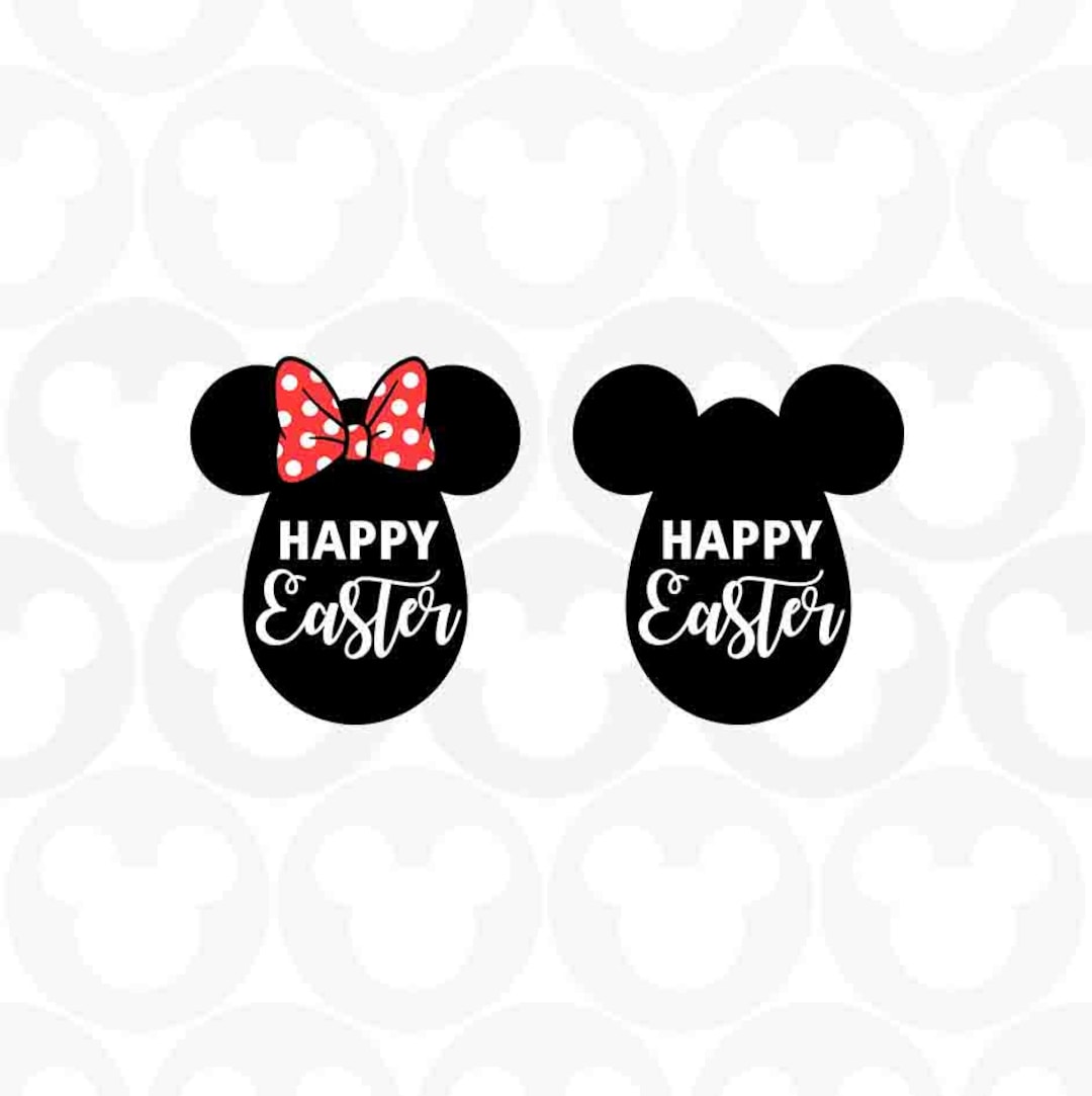 Happy Easter, Mickey Minnie Mouse, Egg, Ears Bow, Eggs, Rabbit, Svg Png ...