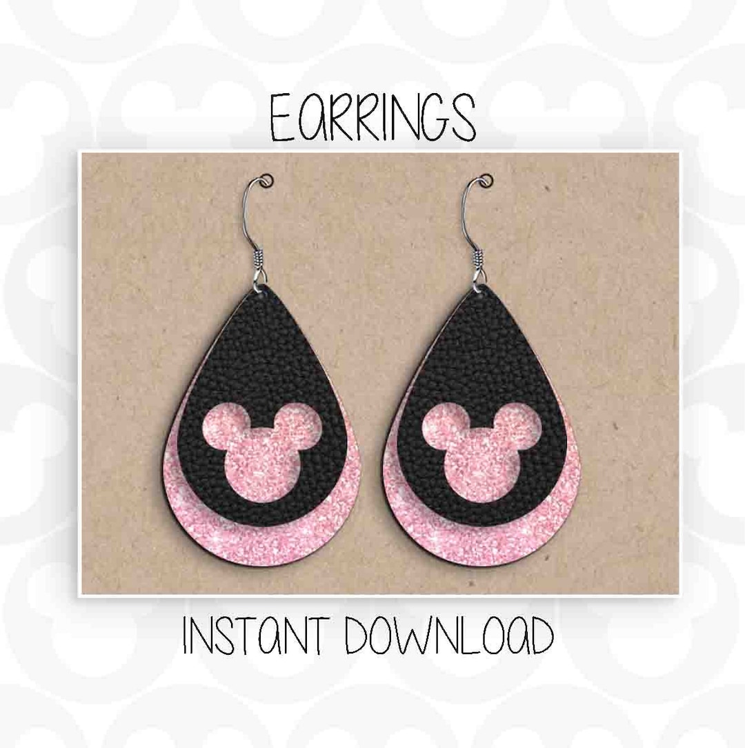 Teardrop Earrings, Mickey Mouse, Ears Head, Svg Png Formats, Instant ...