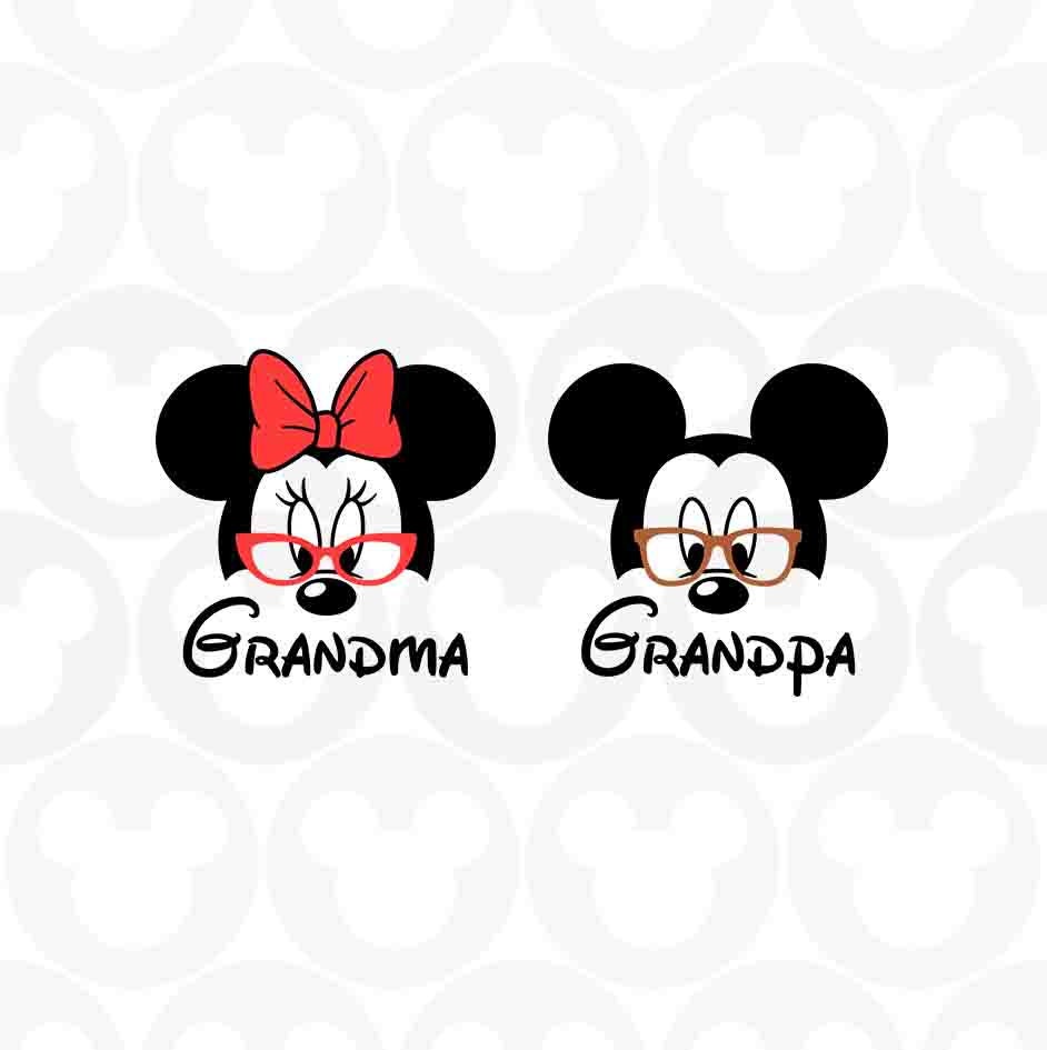 Grandma, Grandpa, Family, Mickey Minnie Mouse, Glasses, Head Ears Bow ...
