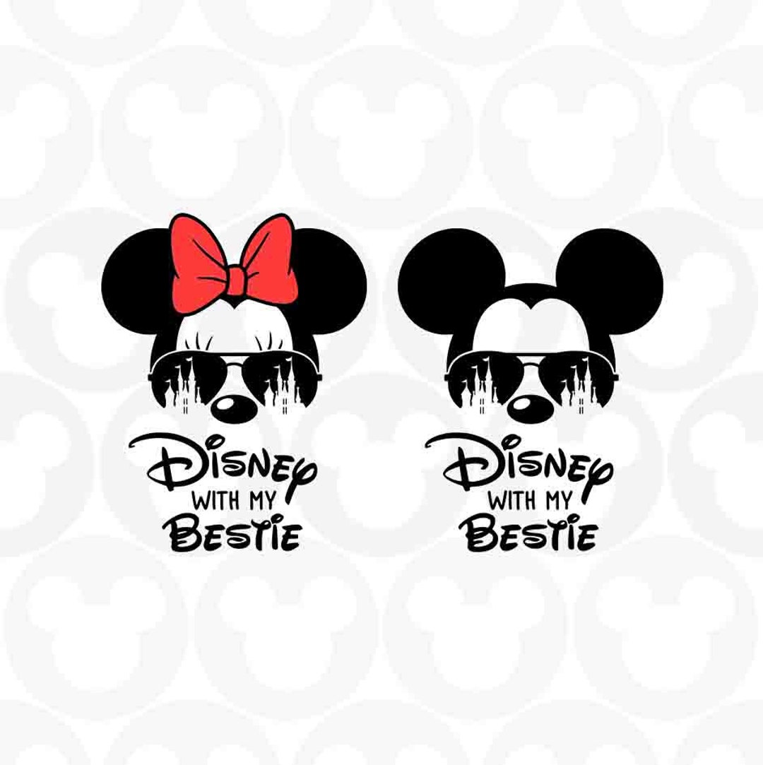 Bestie Mickey Minnie Mouse Best Friend Matching Sunglasses Castle Ears ...