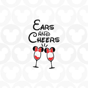 Ears and Cheers, Wine, Minnie Mouse, Bestie, Ears Bow, Drinks, Formats ...