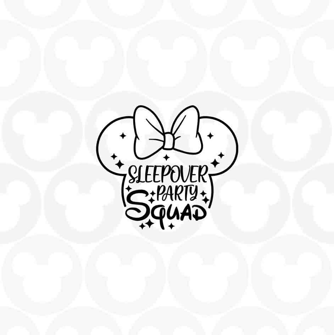 Sleepover Party Squad, Minnie Mouse, Ears Head Bow, Matching, SVG and ...