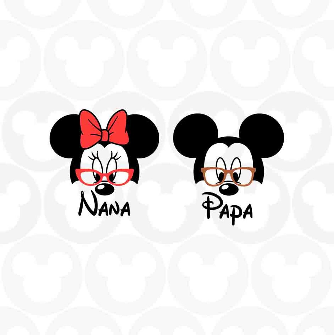Nana, Papa, Family, Mickey Minnie Mouse, Glasses, Head Ears Bow, Svg ...