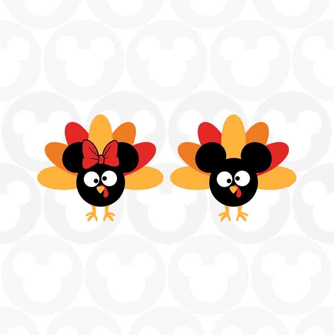 Thanksgiving, Mickey Minnie Mouse, Ears Head Bow, Turkey, Svg Png ...