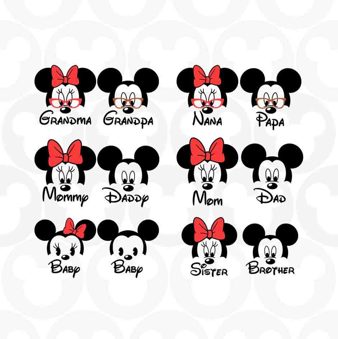 Family Names Bundle, Mickey Minnie Mouse Grandma Grandpa Sister Brother ...