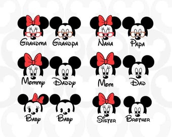 Family Names Bundle, Mickey Minnie Mouse Grandma Grandpa Sister Brother ...
