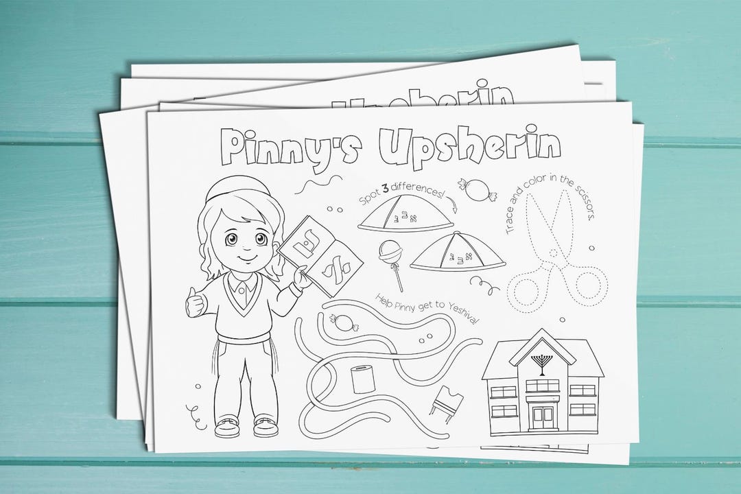 Custom Upsherin Coloring Sheet, Upshernish Party, Coloring Placemat for ...