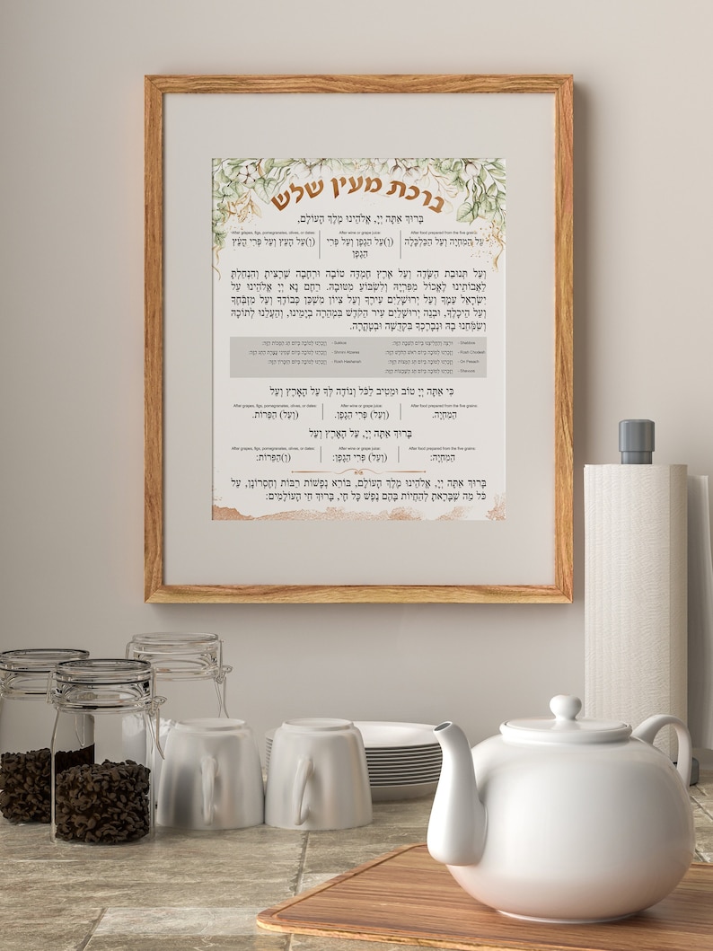 Al Hamichya Card,מעין שלוש, על המחיה, Blessings After Eating Food ...