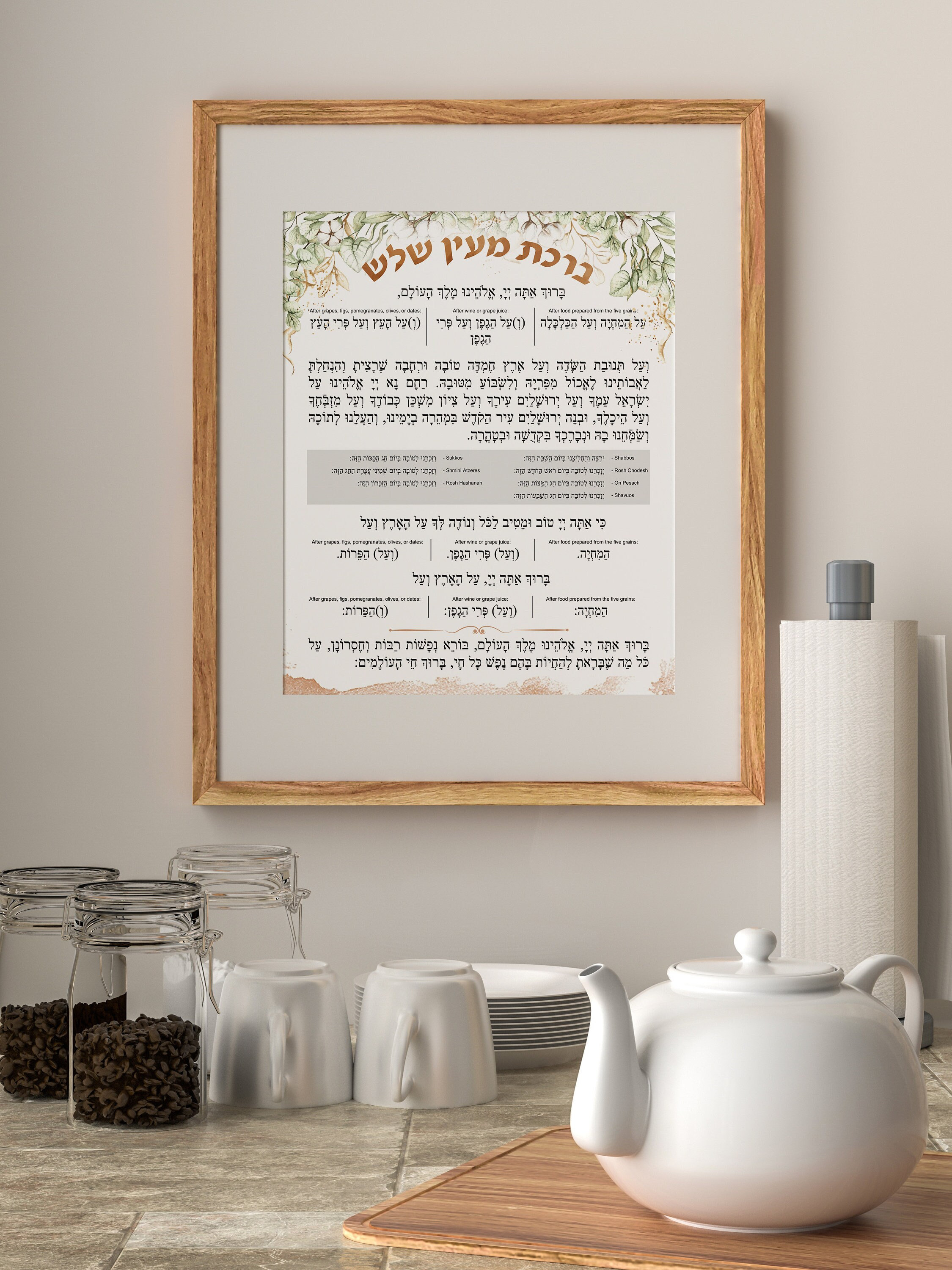 Al Hamichya Card, על המחיה, Blessings After Eating Food, Hebrew ...
