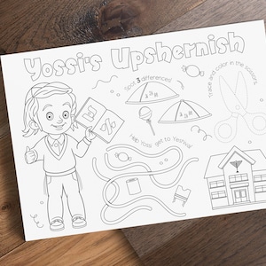 Custom Upsherin Coloring Sheet, Upshernish Party, Coloring Placemat for ...