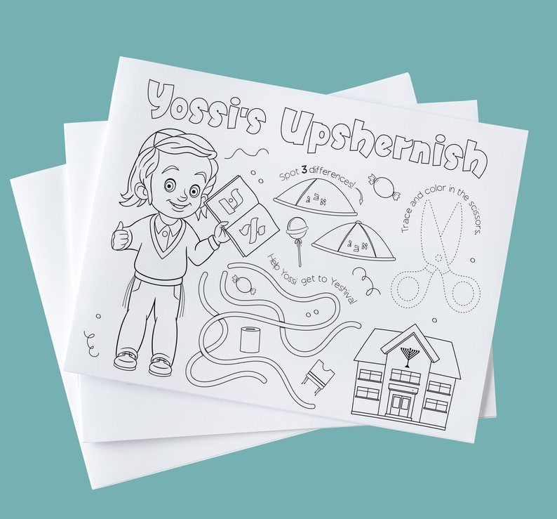Custom Upsherin Coloring Sheet, Upshernish Party, Coloring Placemat for ...