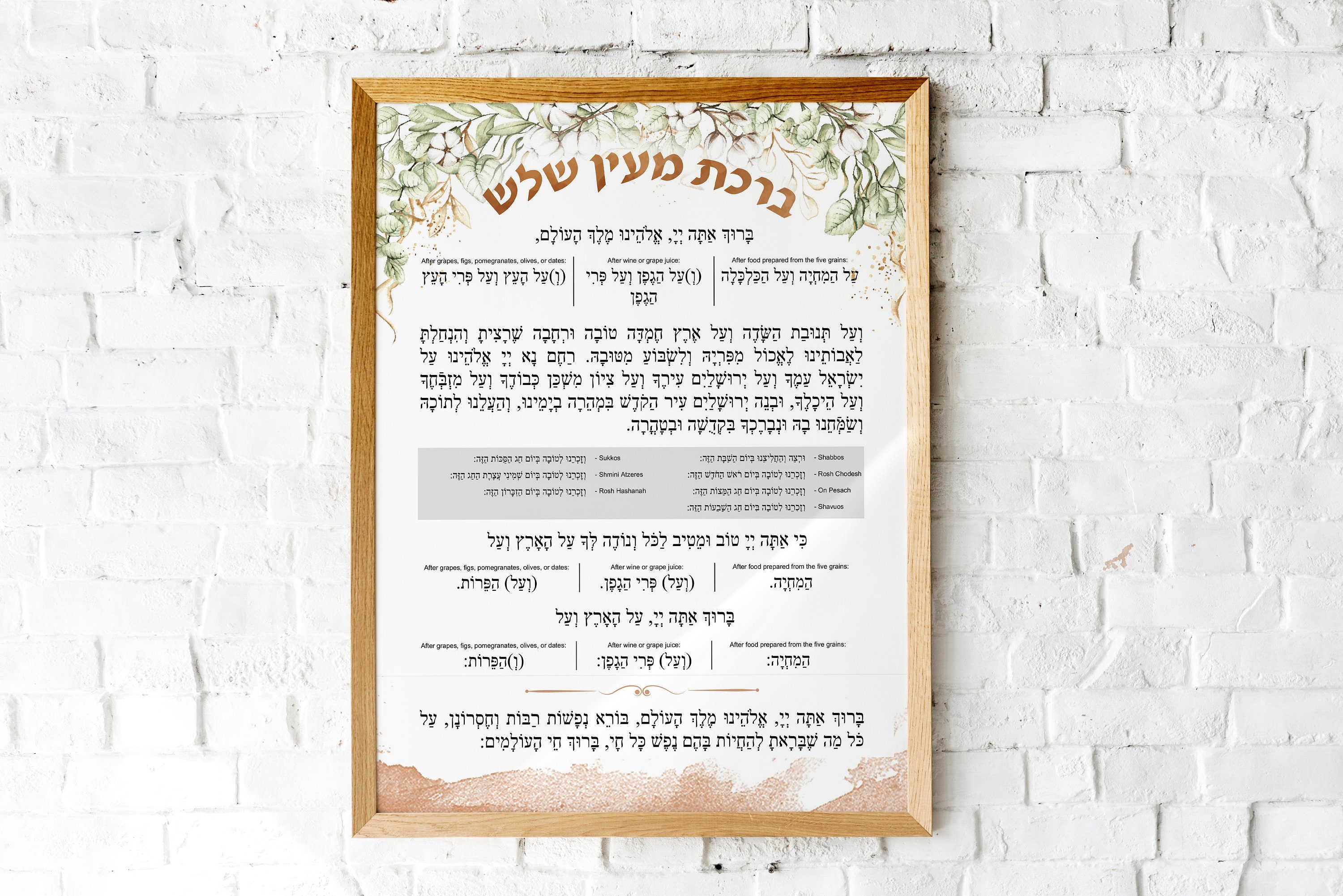 Al Hamichya Card,מעין שלוש, על המחיה, Blessings After Eating Food ...