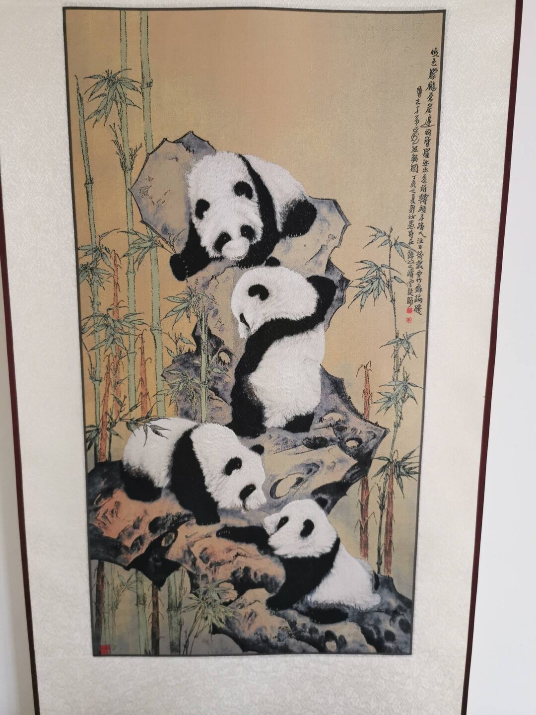 4 Giant Panda Playing Shu Embroidery Scroll - Etsy