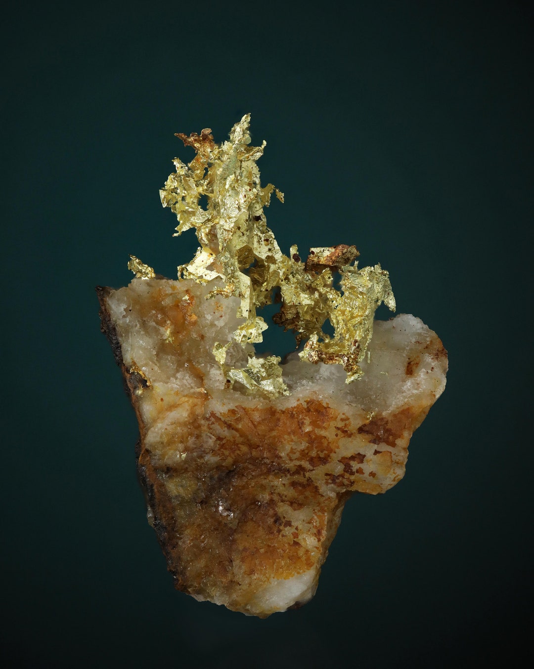 Crystallized Gold on Quartz Lustrous Sharp Crystallized Native Gold Natural Gold Specimen ...