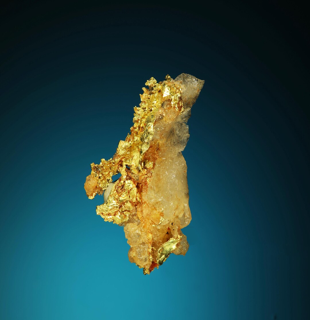Crystallized Gold Leaf on Quartz natural Gold Crystal Specimen ...