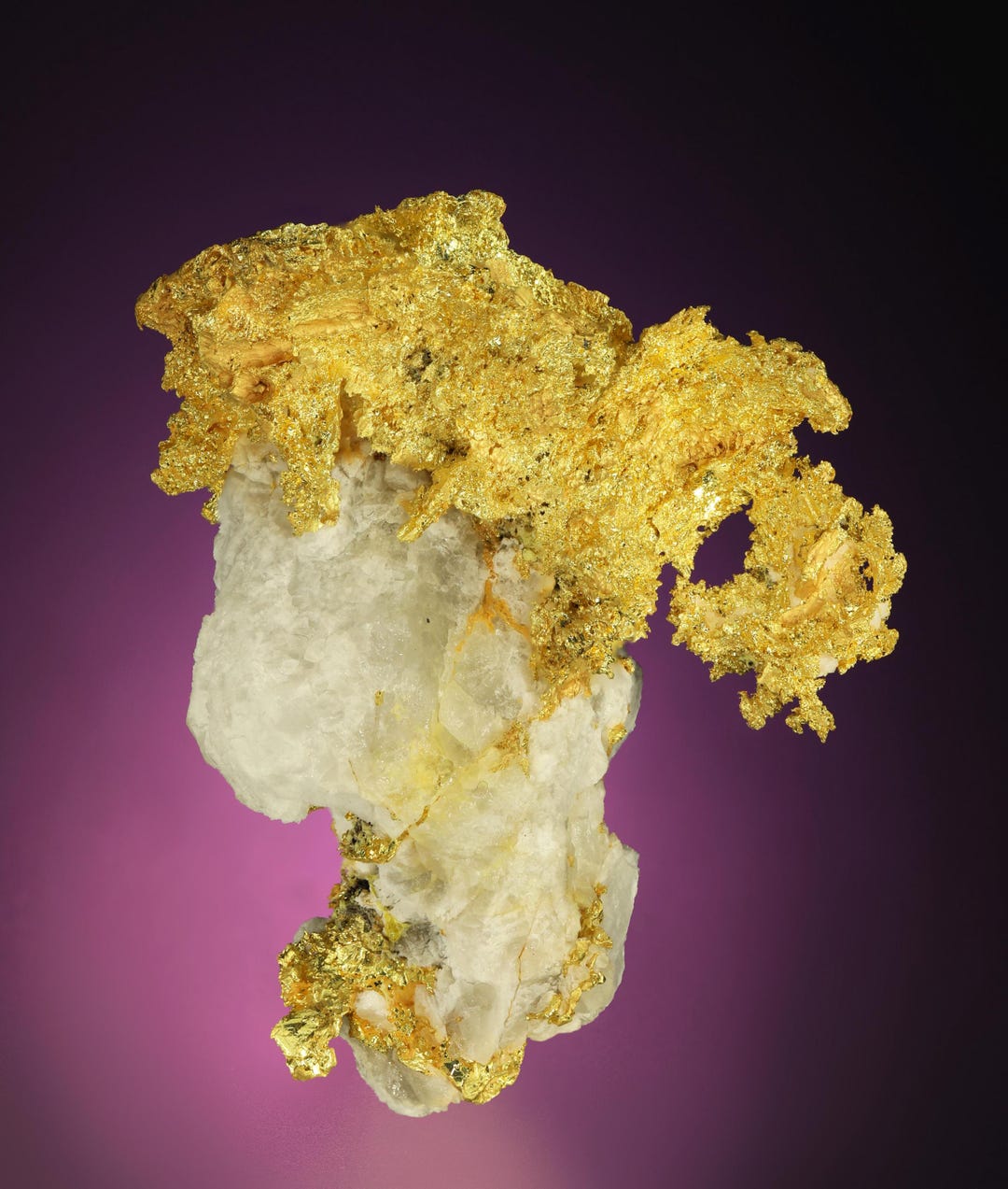 Crystal Gold Leaf on Quartz Natural Crystal Gold Specimen - Brush Creek ...