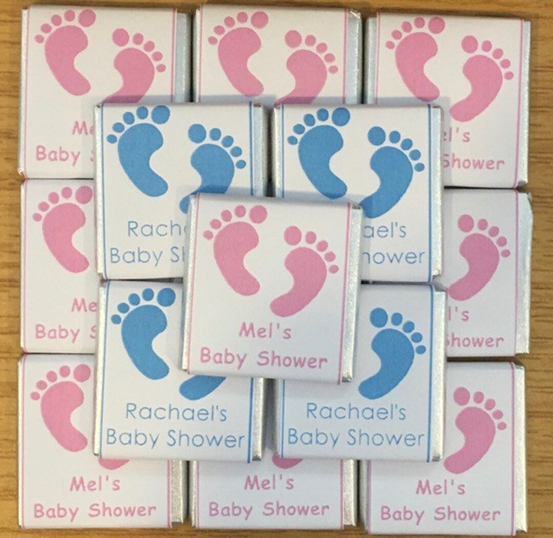 Personalised Baby Footprint Mini Chocolate Favours for Baby Showers or ...