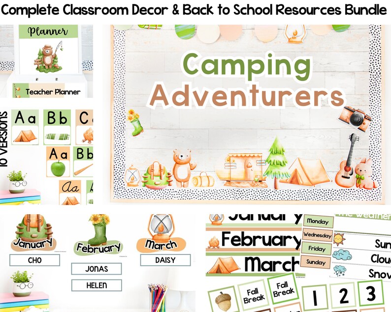 Camping Editable Classroom Decor Bundle, Bulletin Boards, Back to ...