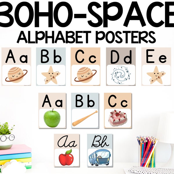 Space Themed Alphabet Cards - Etsy
