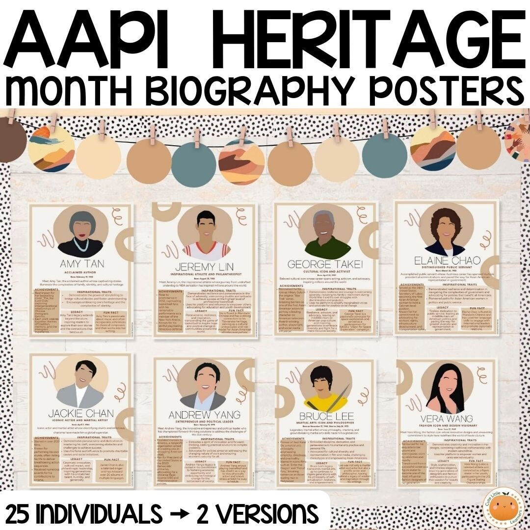 AAPI Heritage Month Biography Posters for Bulletin Board & Classroom ...