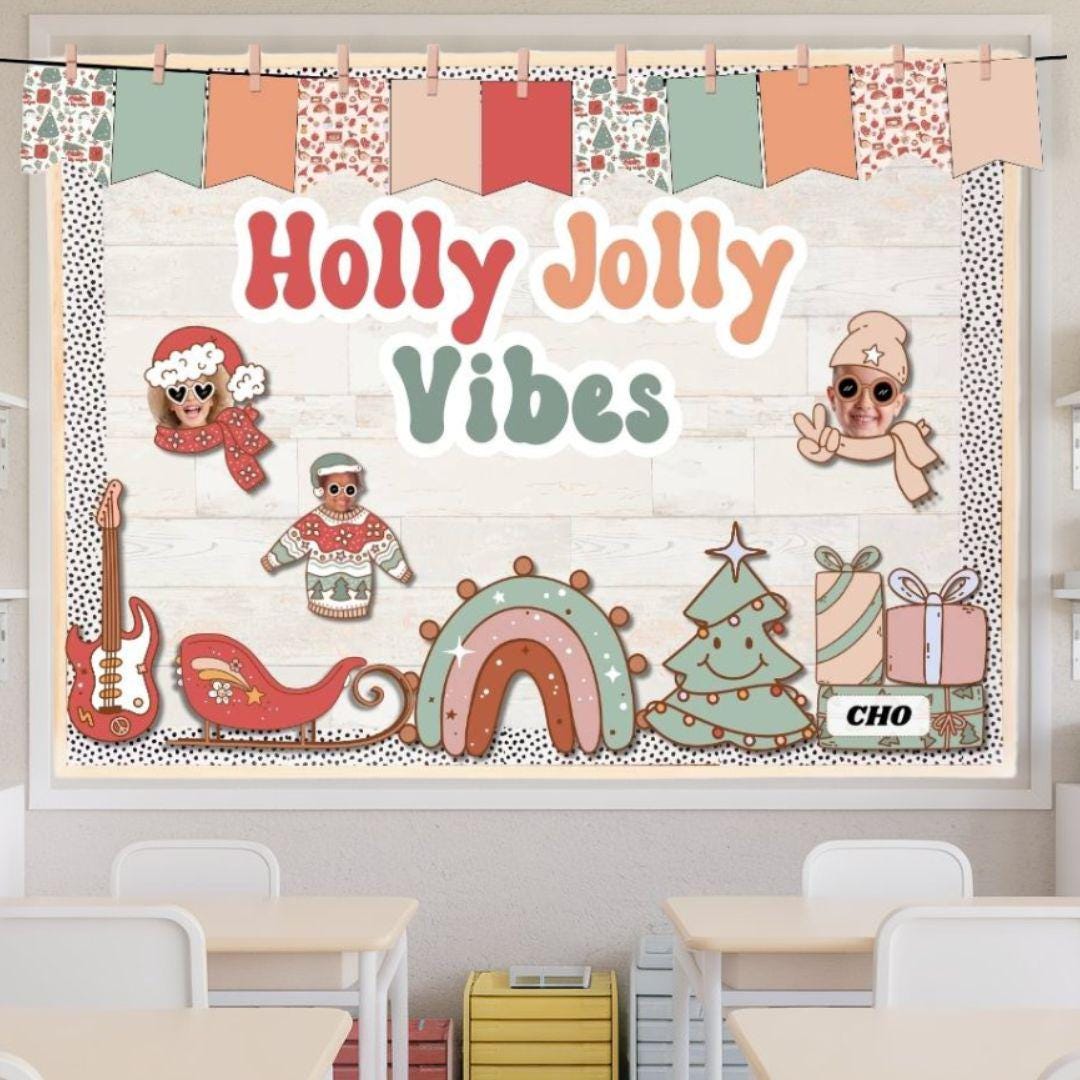 Retro Christmas and Winter Bulletin Board & Classroom Decor Kit ...