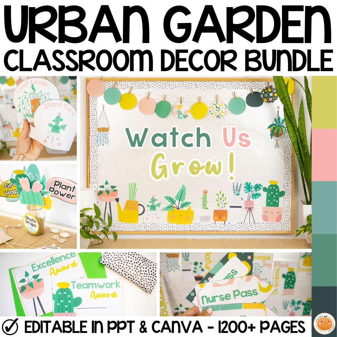 Urban Garden Editable Classroom Decor Bundle, Bulletin Boards, Back to ...