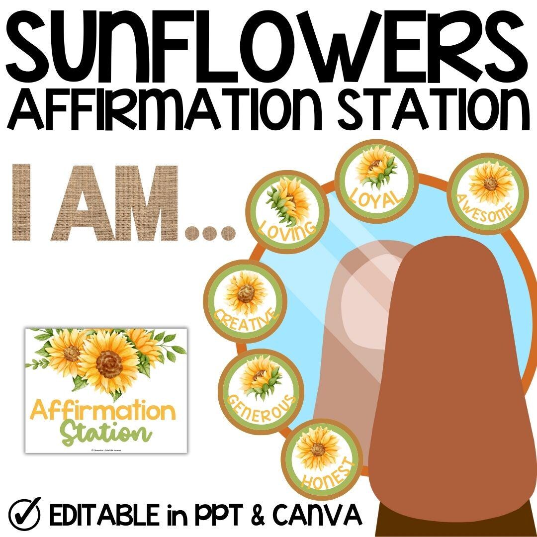 Affirmation Station Sunflower Themed, Motivational Classroom Decor ...