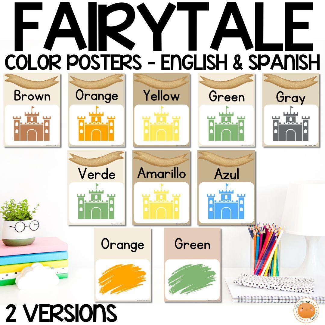 Fairytale Kingdom Color Posters English & Spanish for Classroom Decor ...