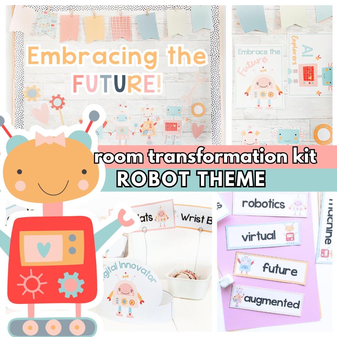Robot Theme Classroom Makeover Kit – Editable Bulletin Board & Robotics ...