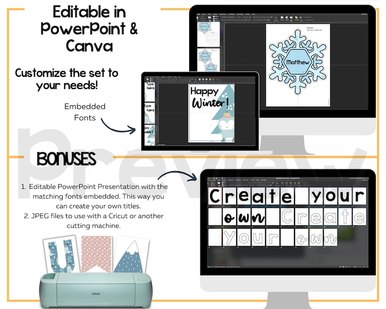 Snowflake Winter Bulletin Board & Classroom Decor Kit Editable Being ...