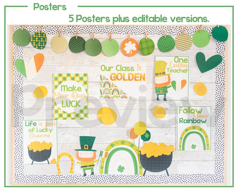 St. Patrick's Day Lucky Leprechaun Bulletin Board & - Etsy