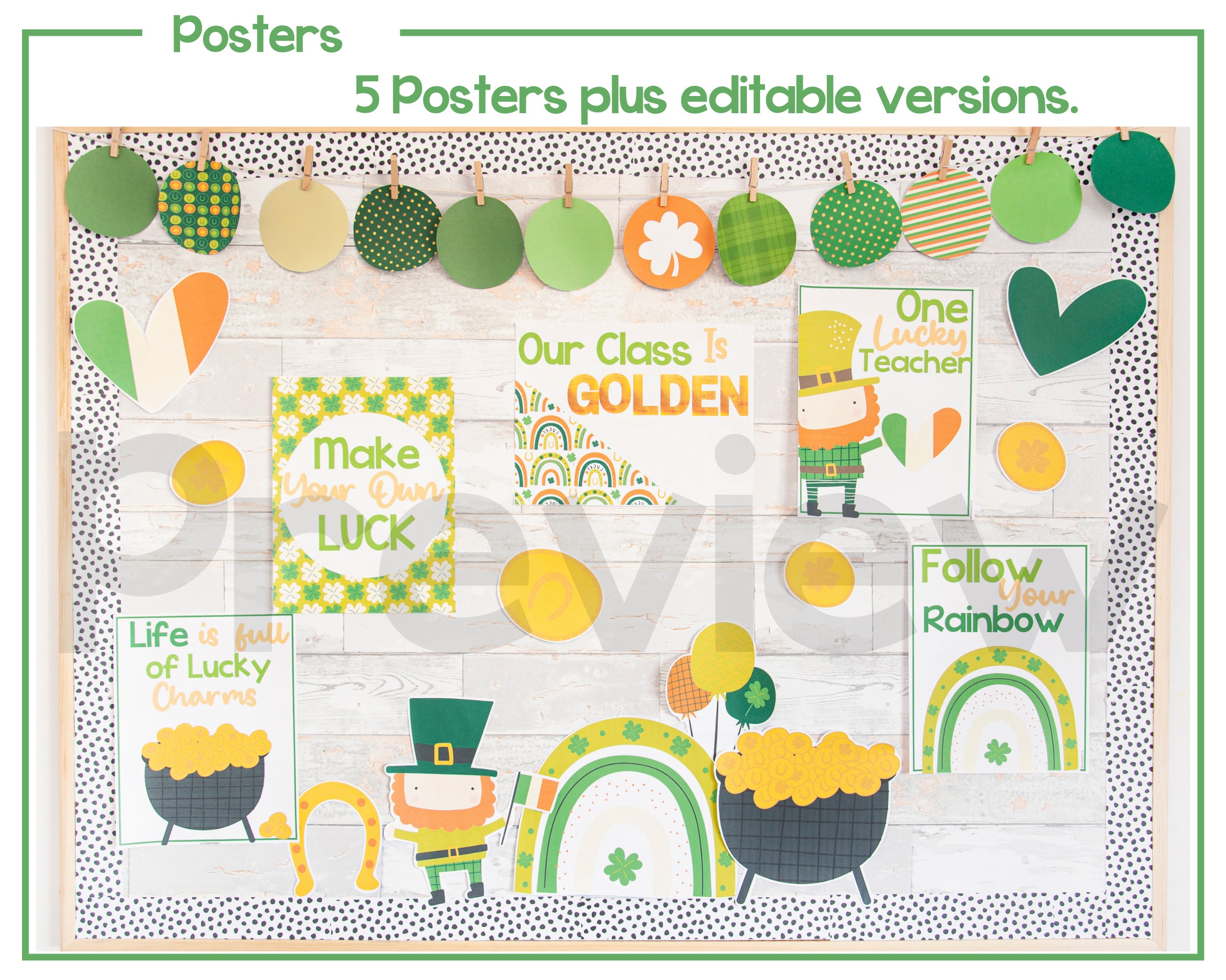 St. Patrick's Day Lucky Leprechaun Bulletin Board & - Etsy