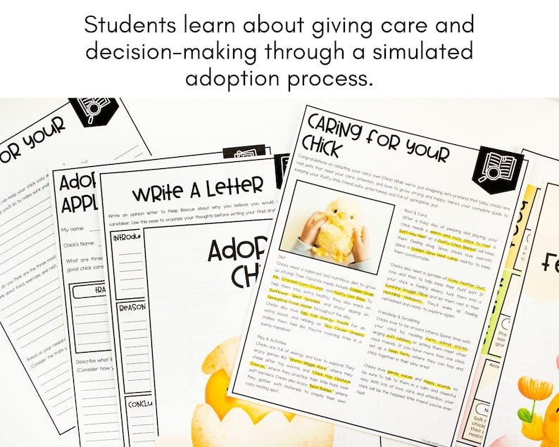Adopt a Chick Project Based Learning, Printable Spring and Easter ...
