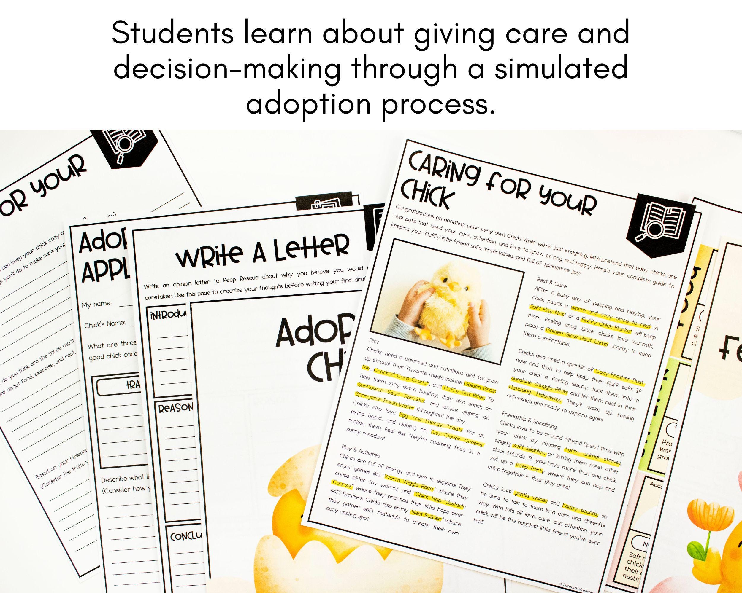 Adopt a Chick Project Based Learning, Printable Spring and Easter ...