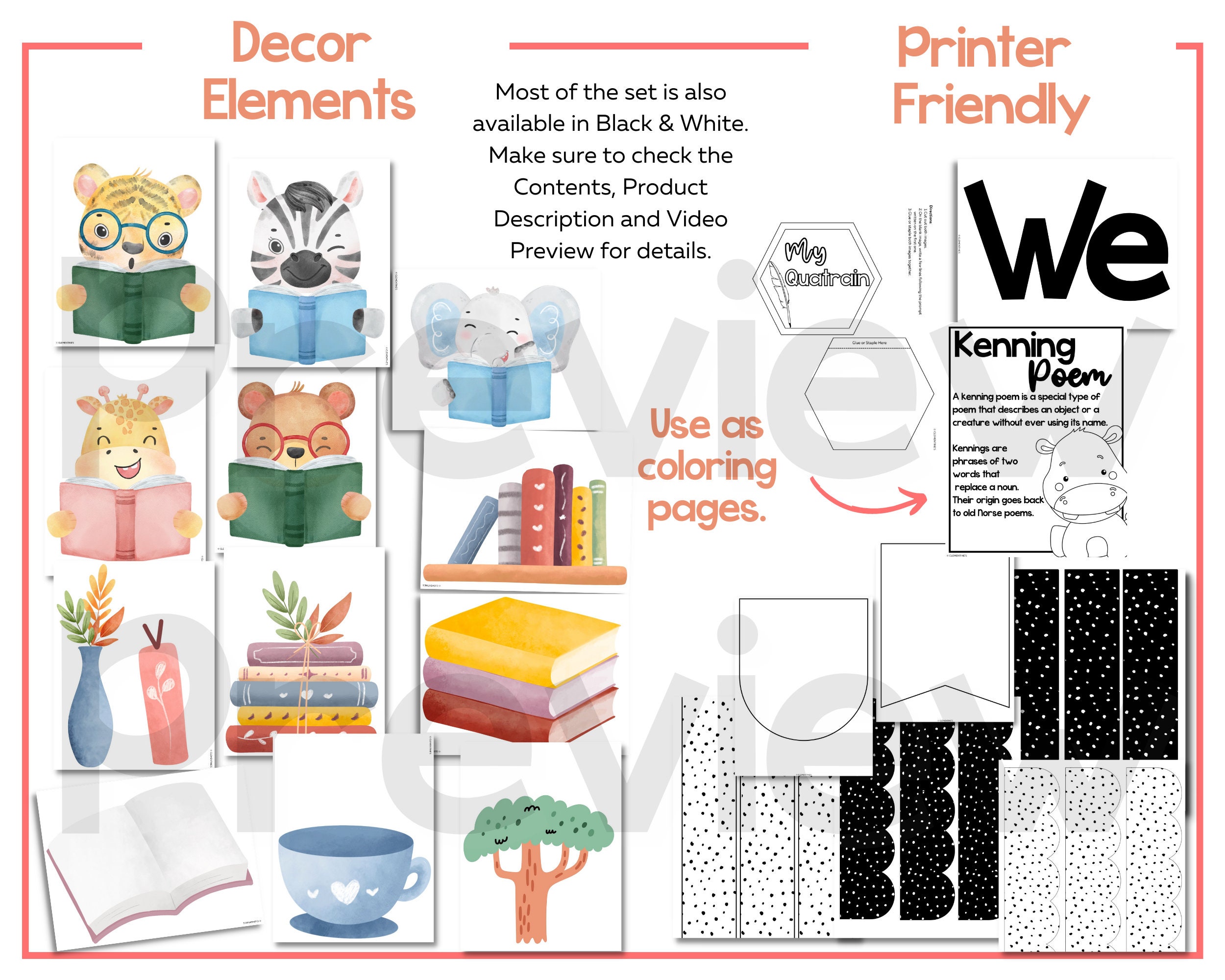 Poetry Bulletin Board & Interactive Classroom Decor Editable Versions ...